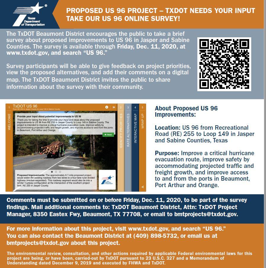 Texas Department of Transportation Comments Solicited on US 96 Project ...